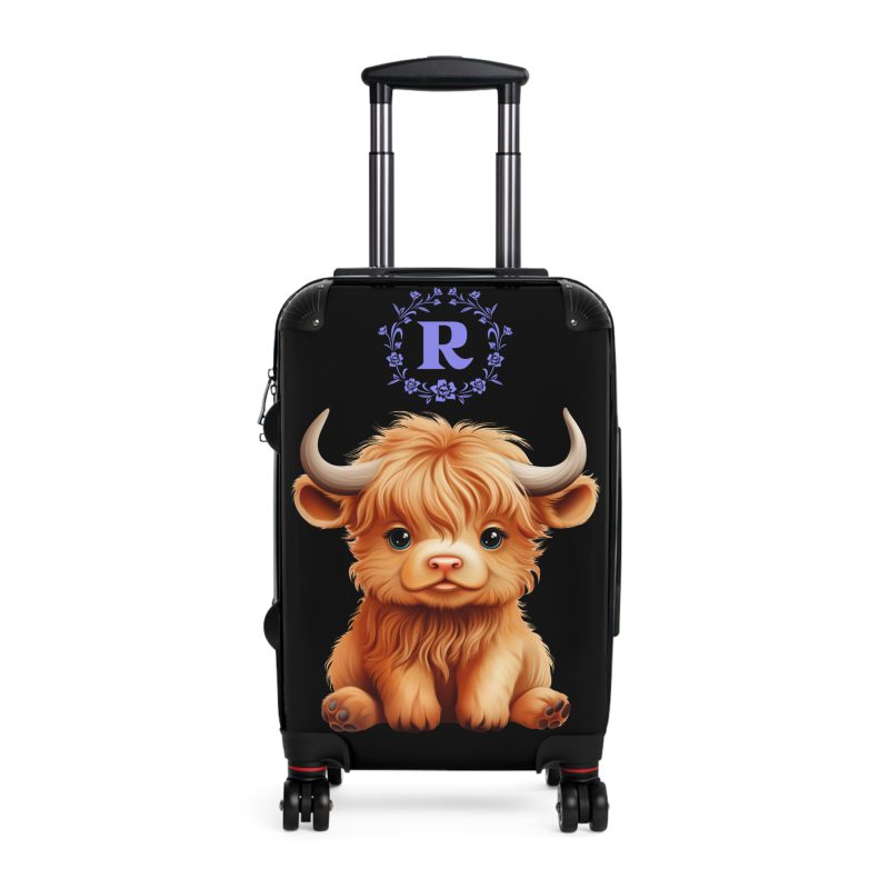 Custom Highland Cow Suitcase | Cow Luggage - V Luggage.
