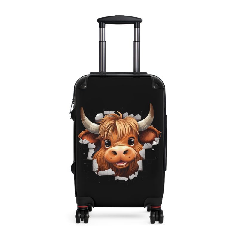 Highland Cow Suitcase | Cow Luggage - V Luggage.