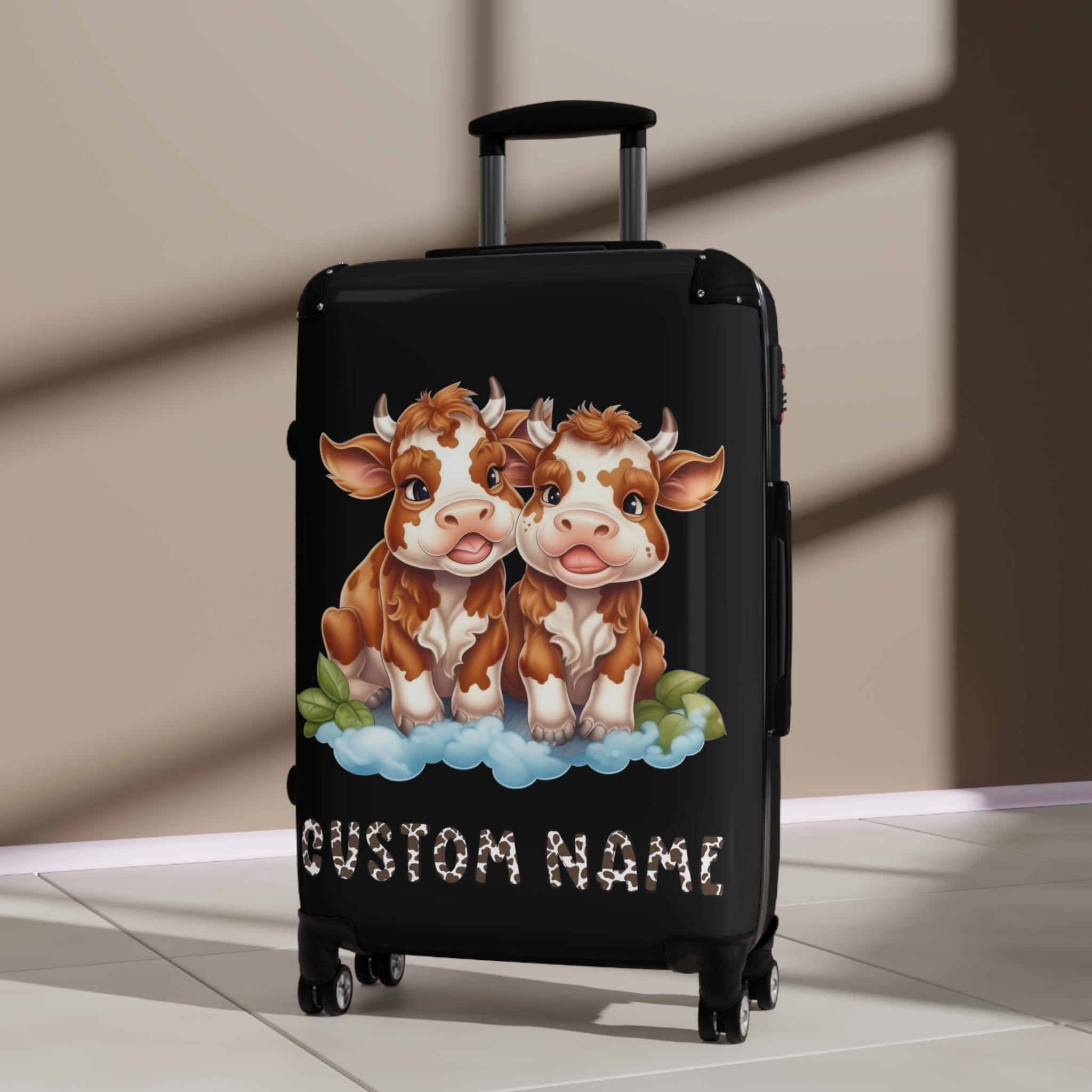 Custom Highland Cow Suitcase | Cow Luggage - V Luggage.
