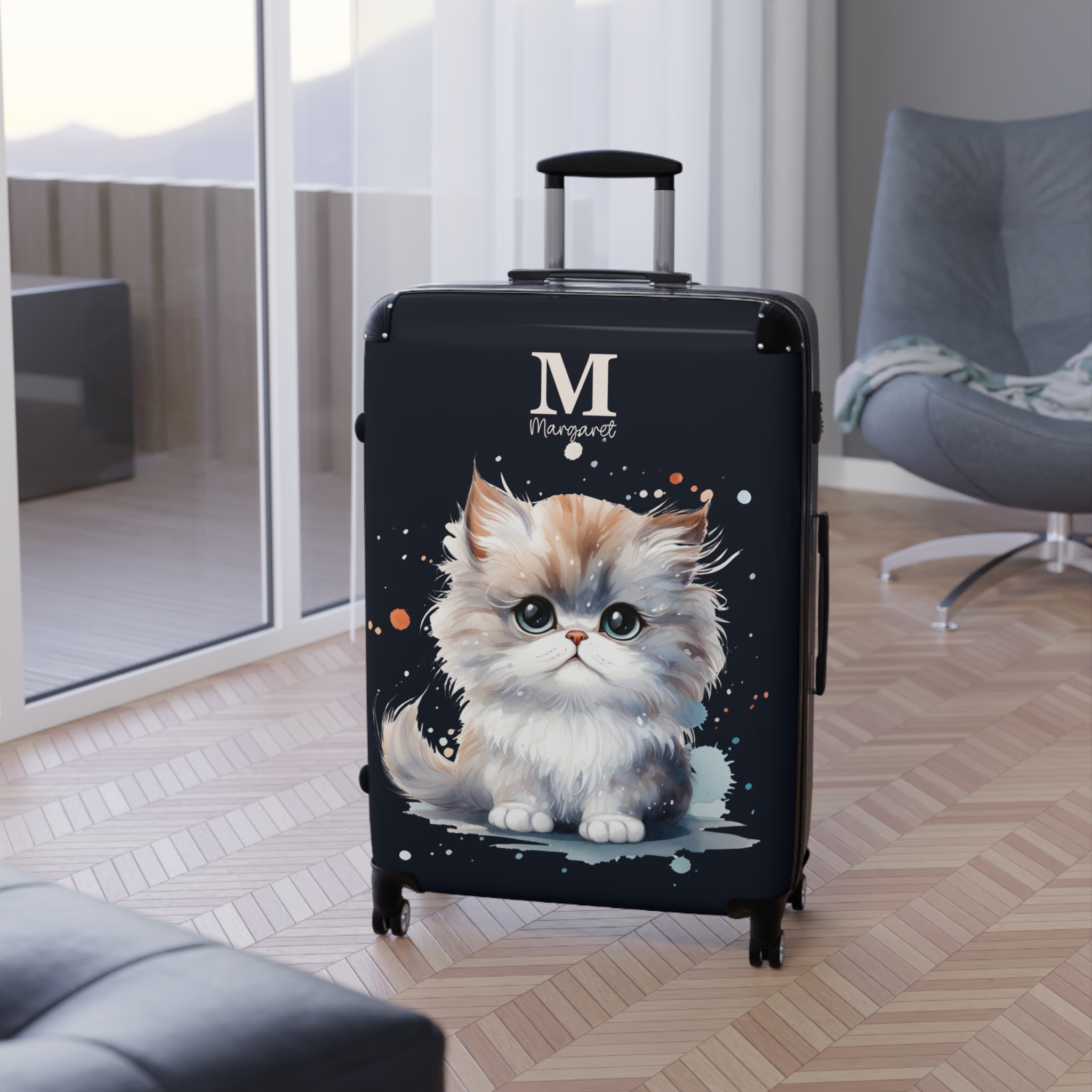 Custom Cat Suitcase | Personalized Feline Luggage V Luggage.