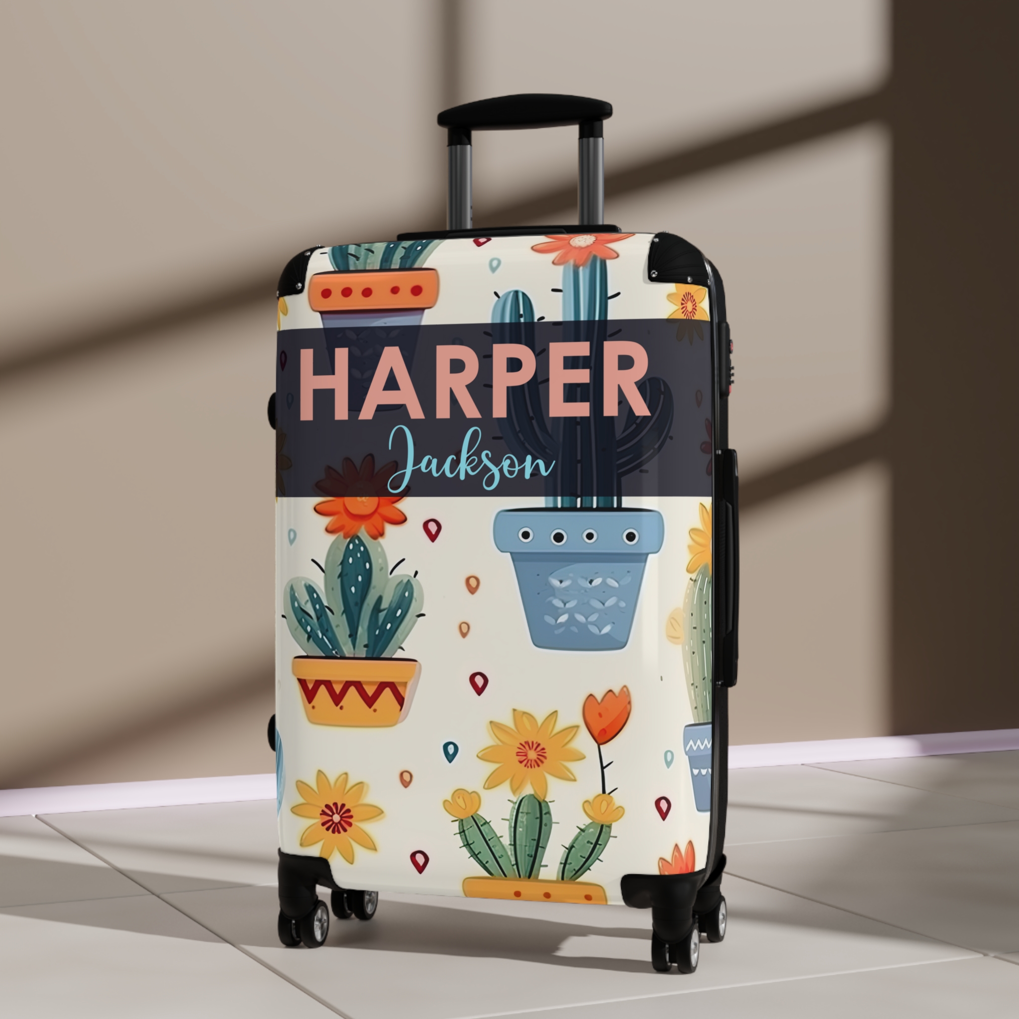 Custom Cactus Floral Suitcase - Your Unique Travel Statement