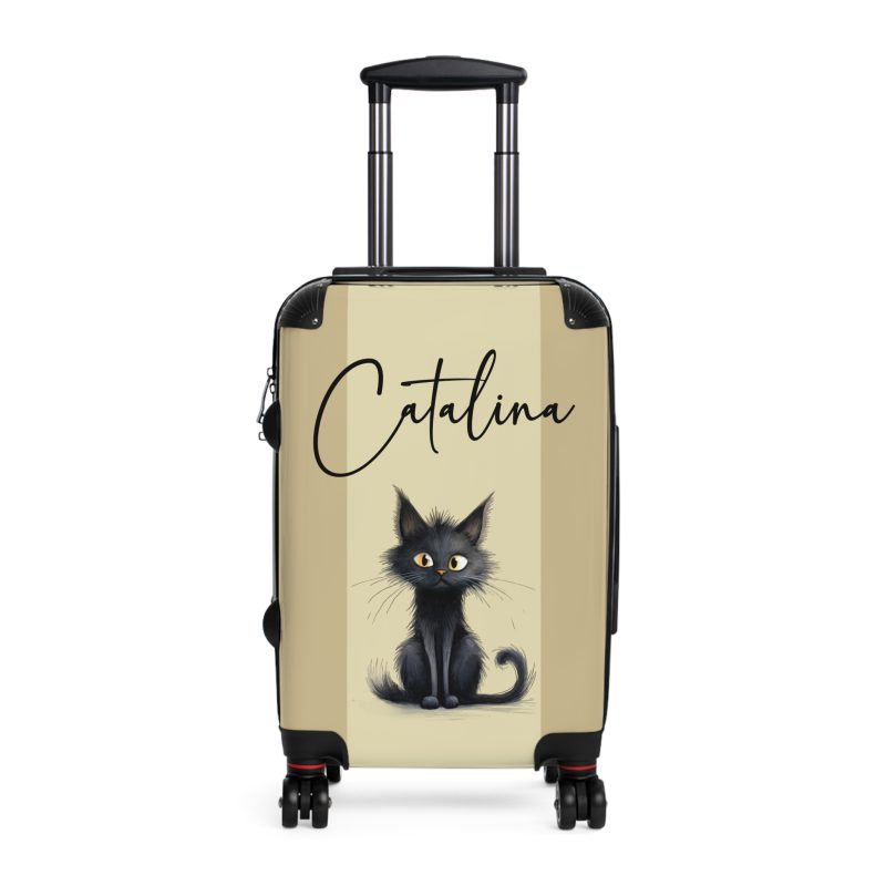 Whiskers and Wanderlust Custom Black Cat Suitcase