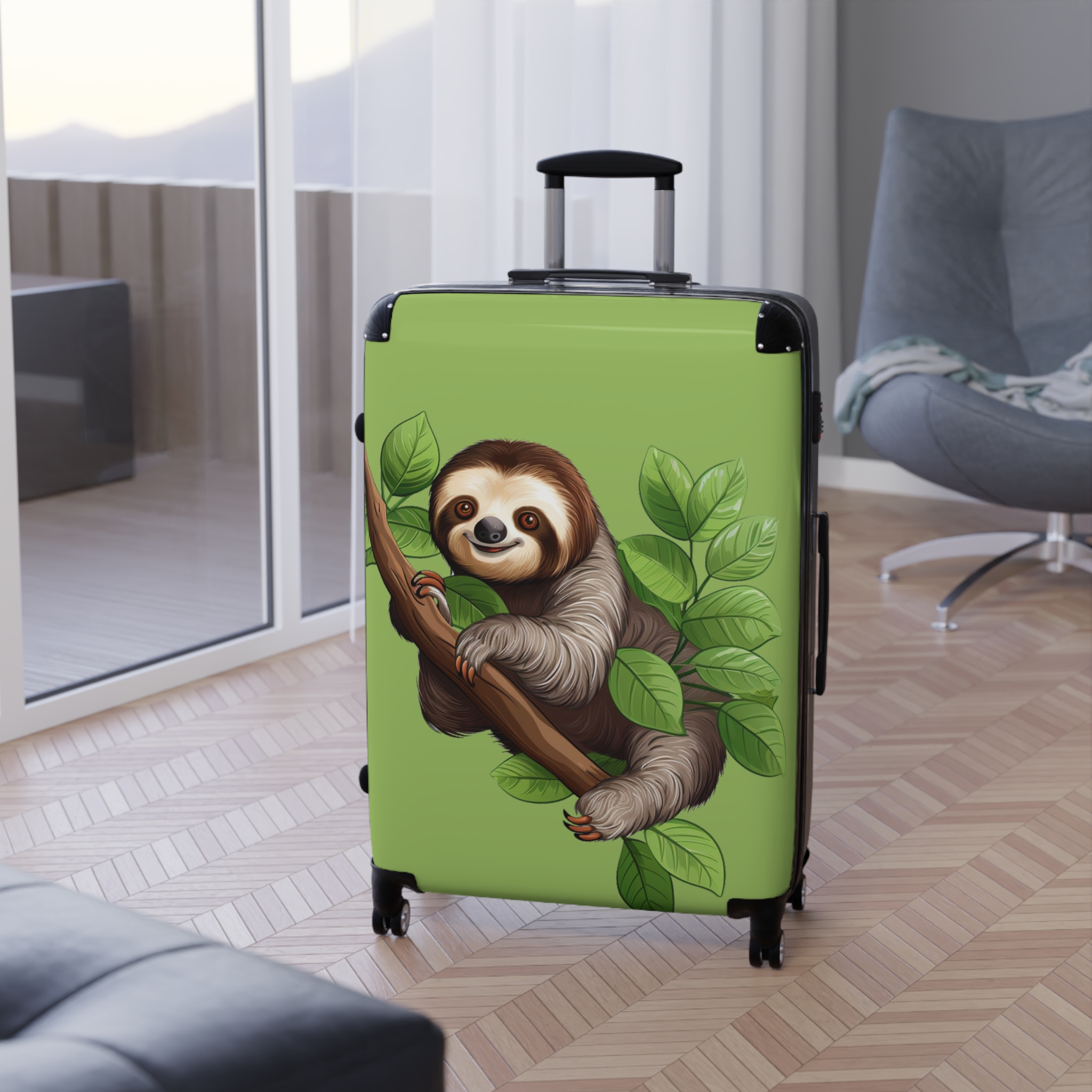 Cute Sloth Suitcase - Whimsical Travel Companion -V Luggage.