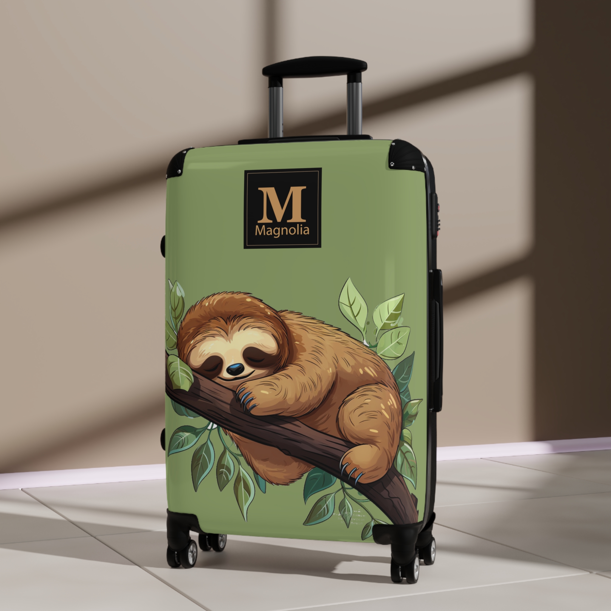 Custom Cute Sloth Suitcase - Whimsical Personalized Travel
