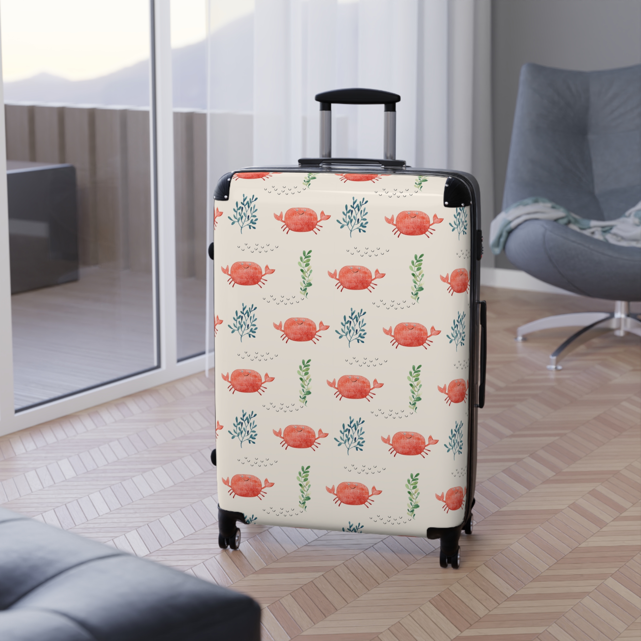 Sea Crab Suitcase - Coastal Chic Travel Companion