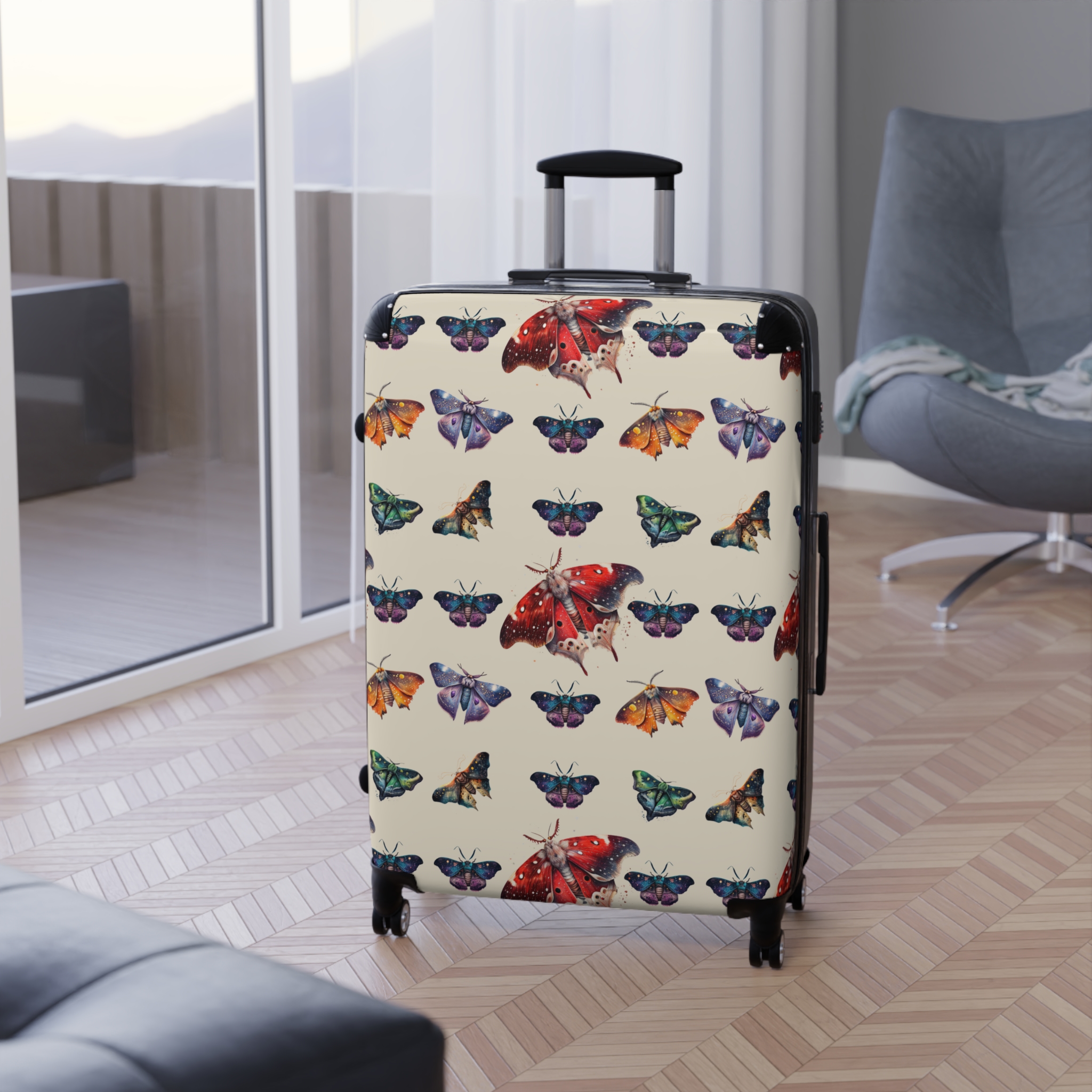 Mystical Moth Suitcase - Enchanting Travel Elegance